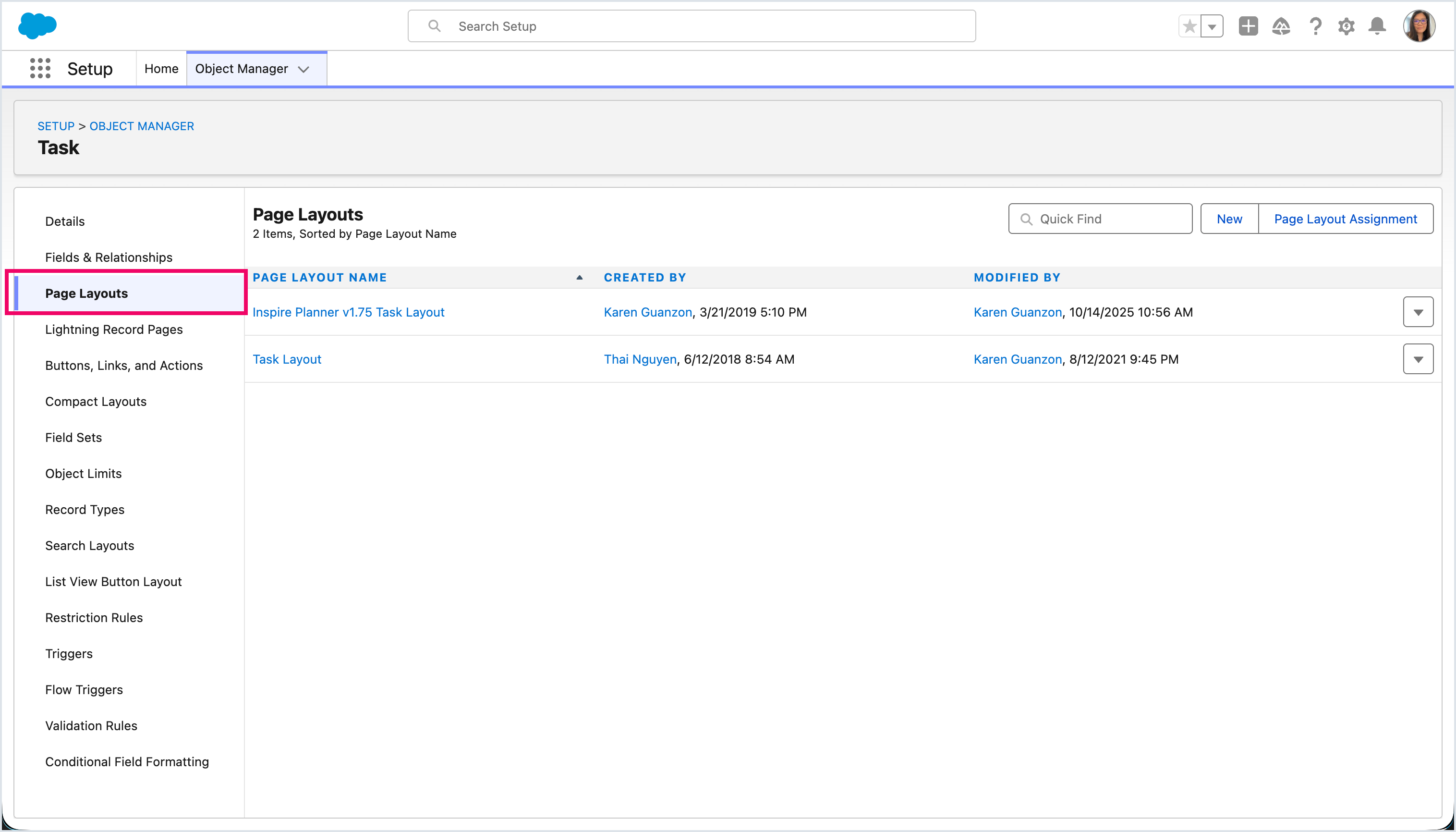 Admin Guide - Update Salesforce Task Page Layout | Inspire Planner Help ...